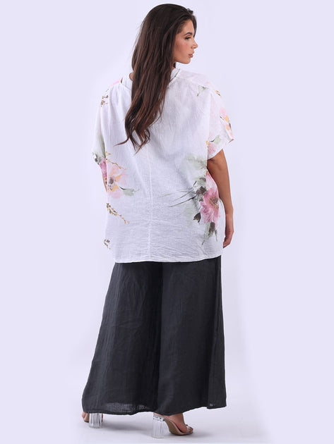 DMITRY Women's Made in Italy White Floral Print Linen Top – Dmitry Ties